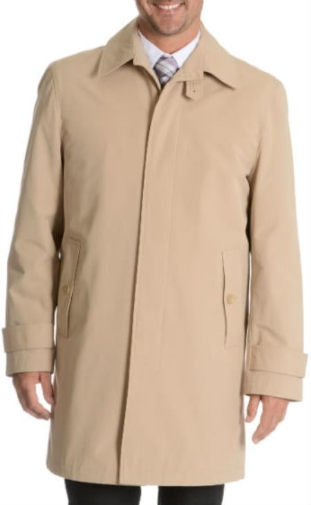 Blu Martini Button Up Rain Coat Tan — Menssuitsatlanta