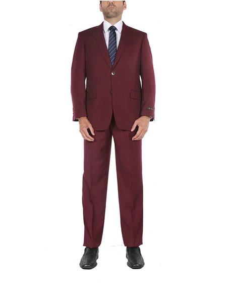 Men's Classic Fit Burgundy ~ Wine ~ Maroon Suit 2 Button Two-Piece Sid ...