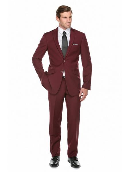 Wine ~ Maroon Suit ~ Burgundy Men's Slim Fit Suit — Menssuitsatlanta