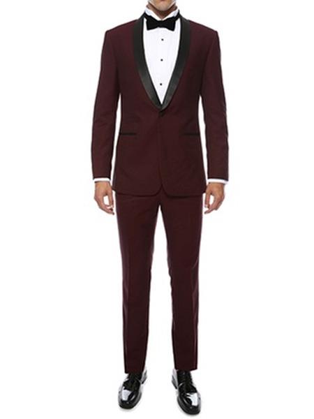 Black and Burgundy ~ Wine ~ Maroon Suit Men's Slim Fit Maroon Tuxedo ...