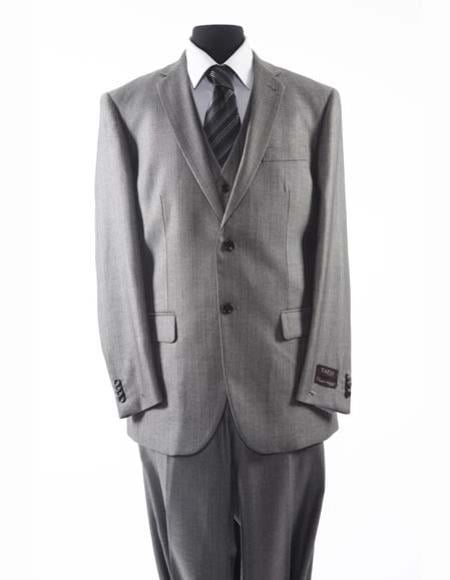 Tazio Brand Suit Men's Textured Pattern 2 Button Gray Matching Vested ...