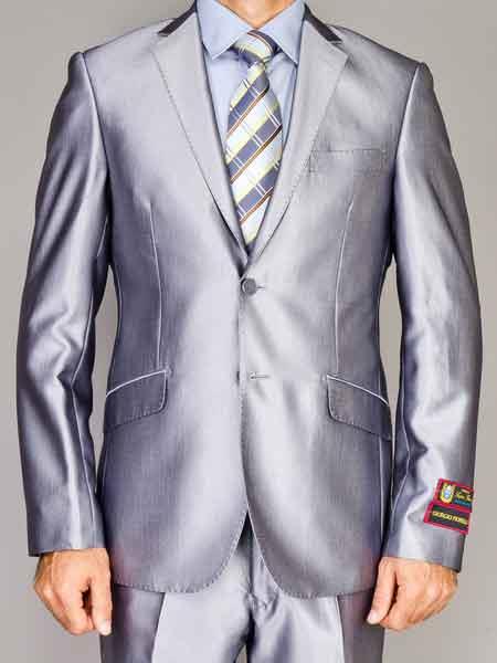 Men's Slim Fit Suit - Fitted Suit - Skinny Suit Men's Two Piece Silver ...