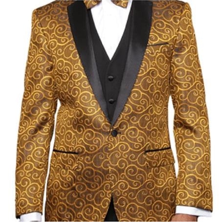 Paisley-200VP Gold Two Toned Paisley Blazer or Tuxedo Suit Vest + Pant ...