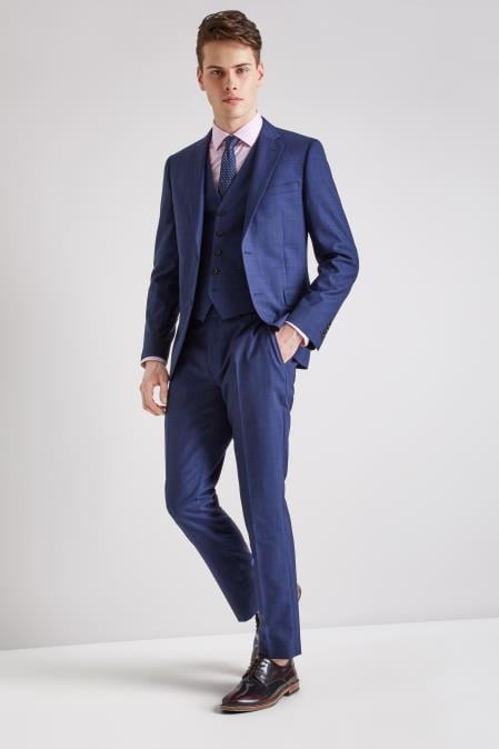 Men's 4 Button Cuff Fully Lined Jacket Blue — Menssuitsatlanta