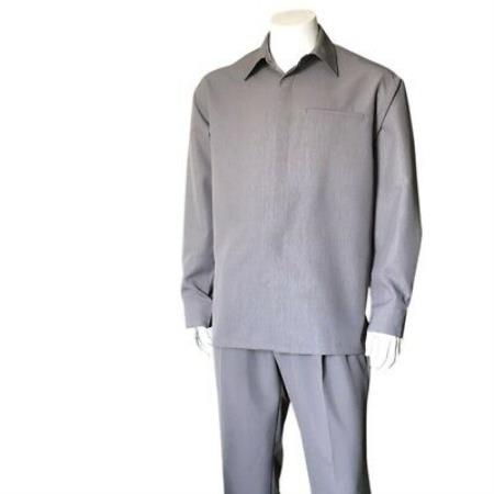 Men's Plain Long Sleeve Casual Walking Ash Suit — Menssuitsatlanta