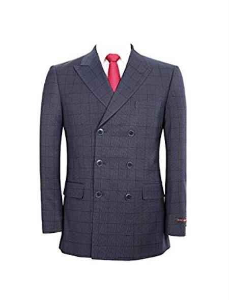 Navy 6 Buttons Double Breasted Suits 3 Piece Classic Fit Suit ...