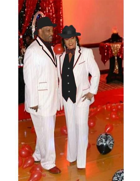 Mens High Zoot Suit - Pimp Suit - Zuit Suit or Tuxedo With Trimmed Whi ...
