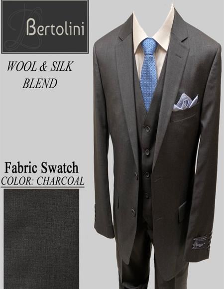 Bertolini Wool/Silk Charcoal Solid Vested — Menssuitsatlanta
