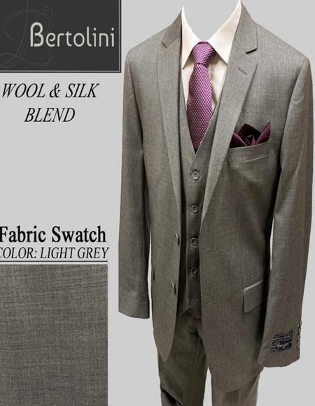 Bertolini Wool/Silk Light Grey Solid Vested — Menssuitsatlanta