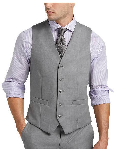 Five Button Blue Slim Fit Suit Separates Vest — Menssuitsatlanta