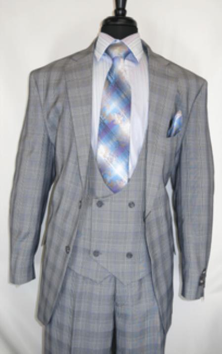 1920s Vintage Suits Patterns Checkered Suit In Gray — Menssuitsatlanta