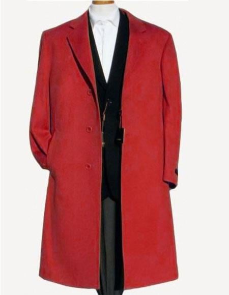 Red Trench Coat - Long Red Coat - Mens Red Peacoat - Mens Red Overcoat ...