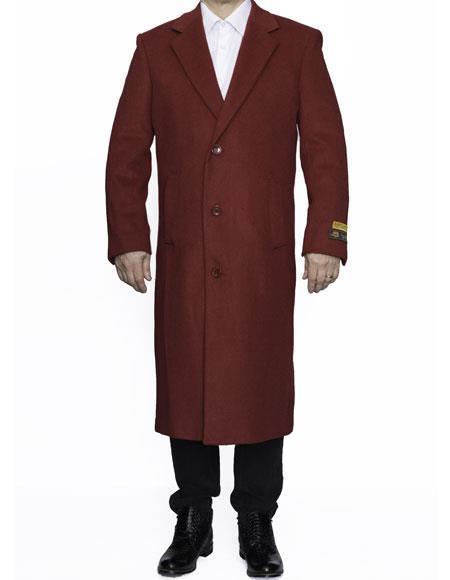 Red Trench Coat - Long Red Coat - Mens Red Peacoat - Mens Red Overcoat ...