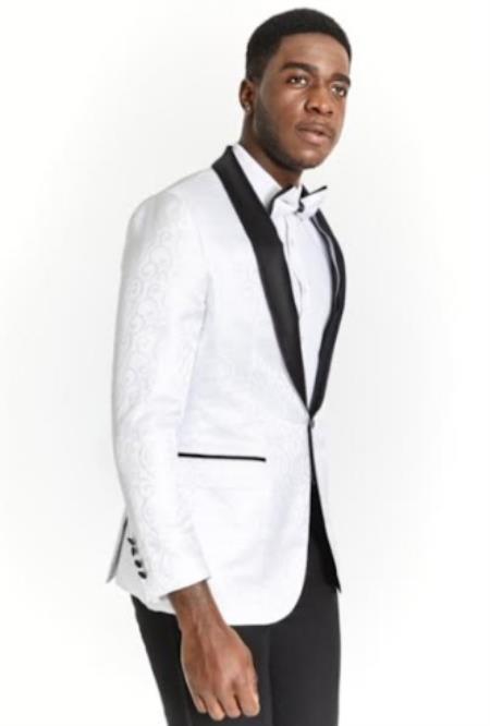 White and Silver Tuxedo With Matching Bowtie and White Pants ...