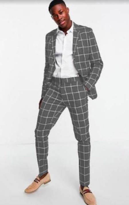 Bold Gangster Plaid Suit - 1920s Mens Fashion Window Pane Suit - Grey ...