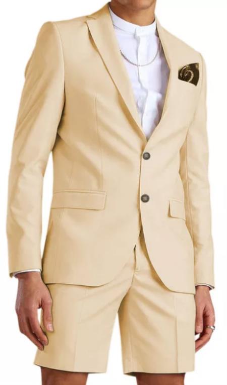 Mens Short Pants Suit Set Mens Champagne Suit For Men — Menssuitsatlanta