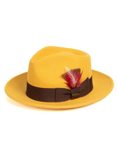 Two Toned Hat - Mens Dress Mustard Hats For Sale — Menssuitsatlanta