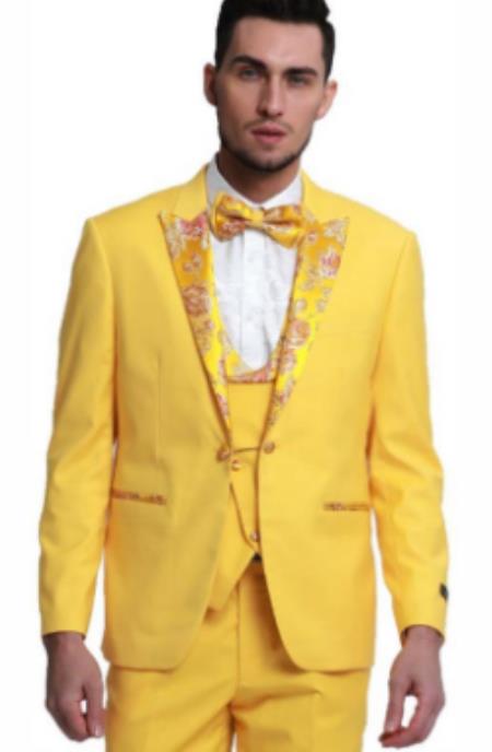 Mens Yellow Tuxedo Suit — Menssuitsatlanta