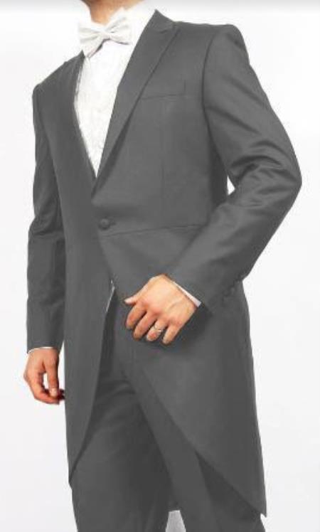 Men's Light Grey 2-Piece 1-Button Cutaway Tuxedo Jacket With The Tail ...