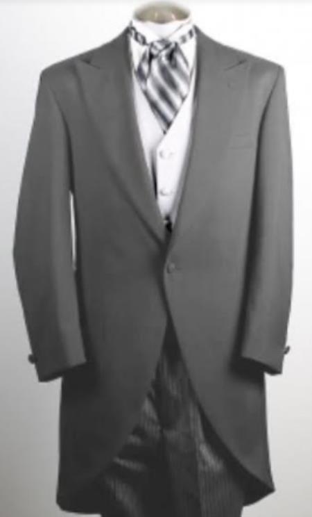 Men's 100% Worsted Wool Light Grey Cutaway Jacket With The Tail Suit T ...