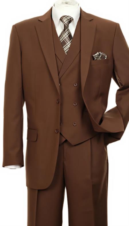 Coffee - Light Brown Wedding Suit With Double Breasted Vest - Groomsme ...