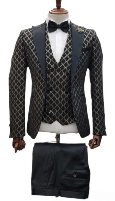 Gold Tuxedos - Paisley Suits - Prom 2025 Suits - Wedding Tuxedos Suits ...