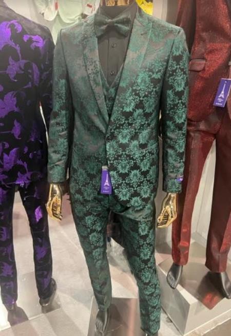 Retro Paris Fancy Hunter Green Suit — Menssuitsatlanta
