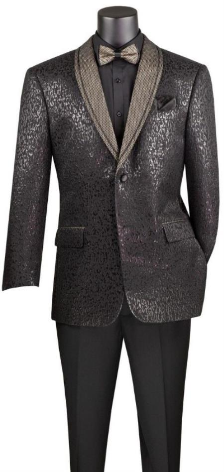 Prom Suit - Black - Paisley Floral Tuxedo - Wedding Groom Suit ...